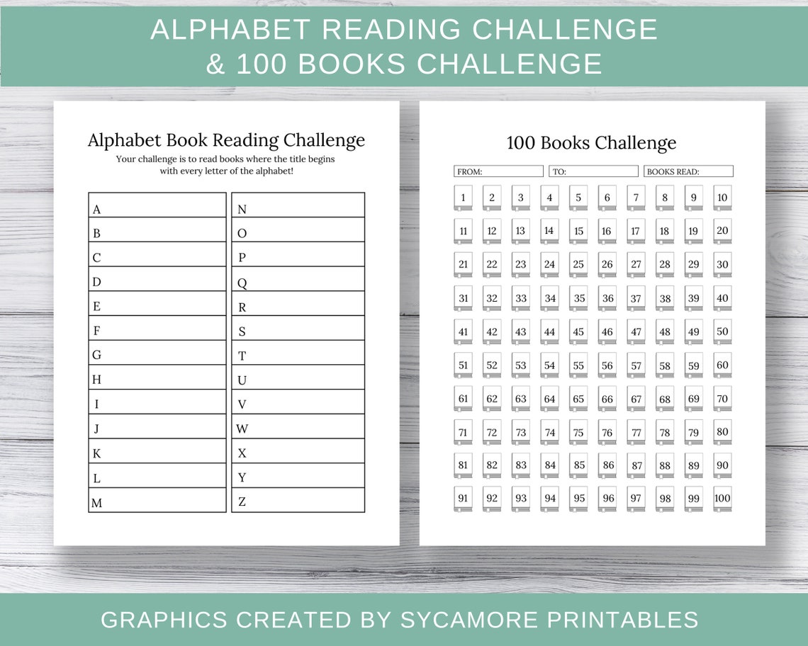 Printable Reading Challenges, US Letter, A4, Reading Tracker, 100 Books ...