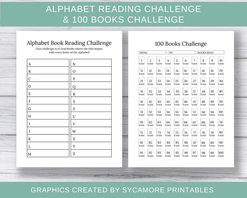 Printable Reading Challenges, US Letter, A4, Reading Tracker, 100 Books ...