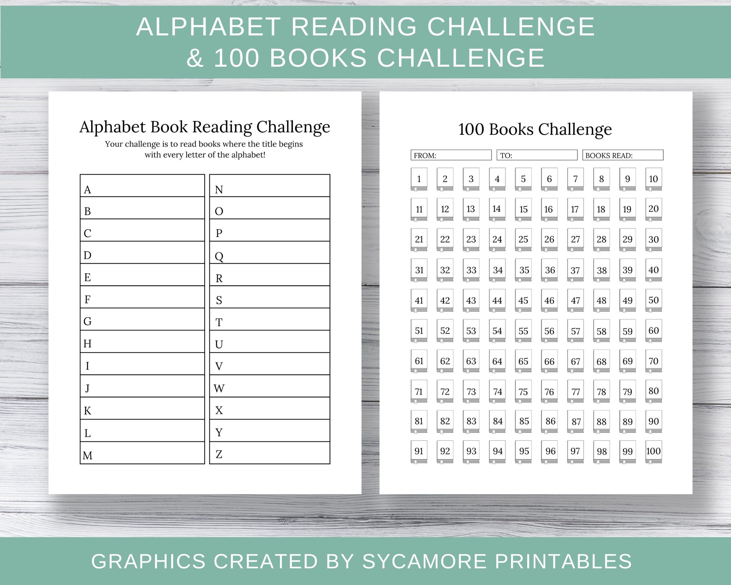 Printable Reading Challenges, US Letter, A4, Reading Tracker, 100 Books ...