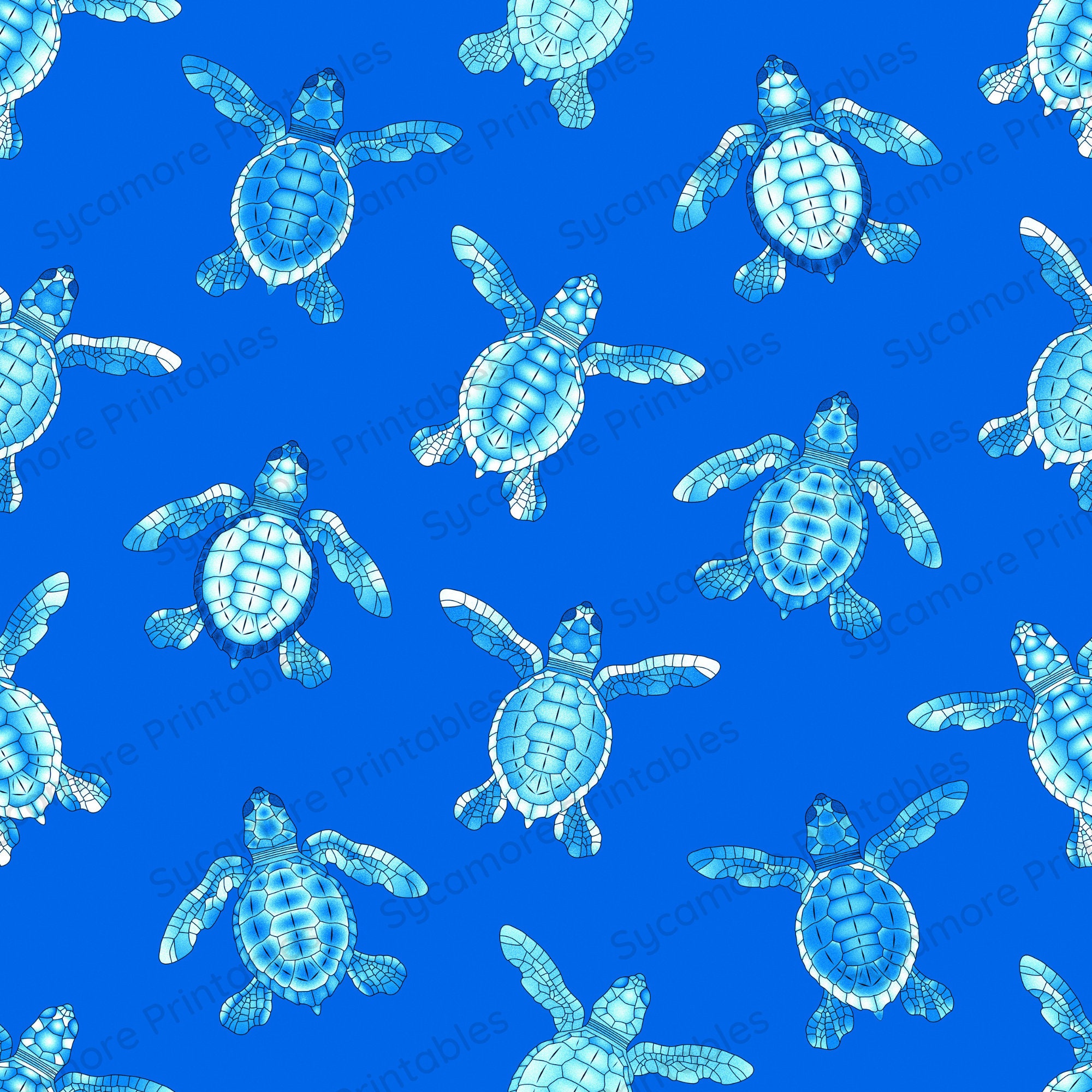 Seamless Sea Turtle Digital Papers, Sea Turtle Pattern, Digital Paper ...
