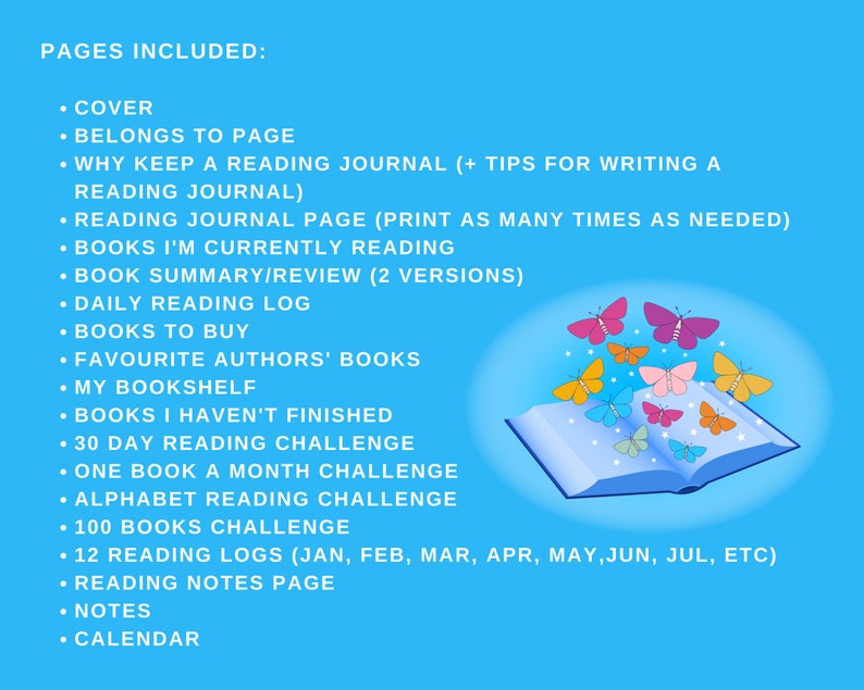 Canva Reading Journal Templates, Commercial PLR License, US Letter, A4 ...