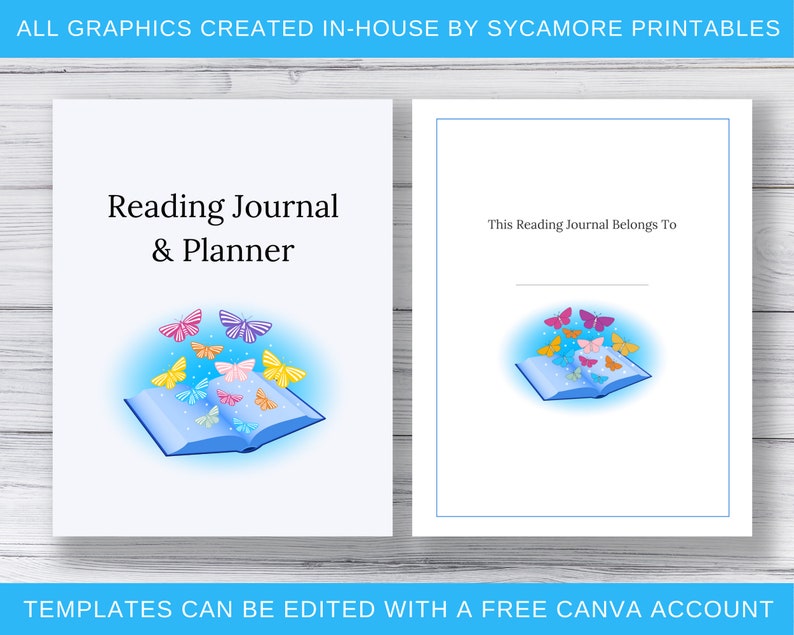 Canva Reading Journal Templates, Commercial PLR License, US Letter, A4 ...