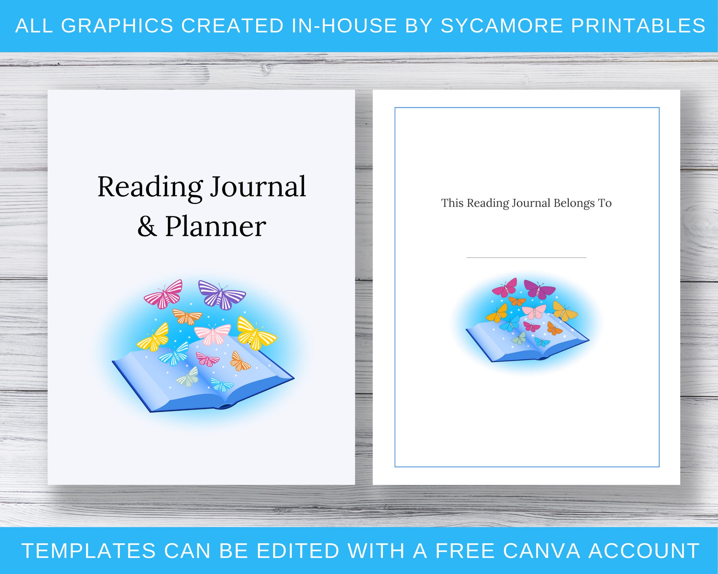 Canva Reading Journal Templates, Commercial PLR License, US Letter, A4 ...
