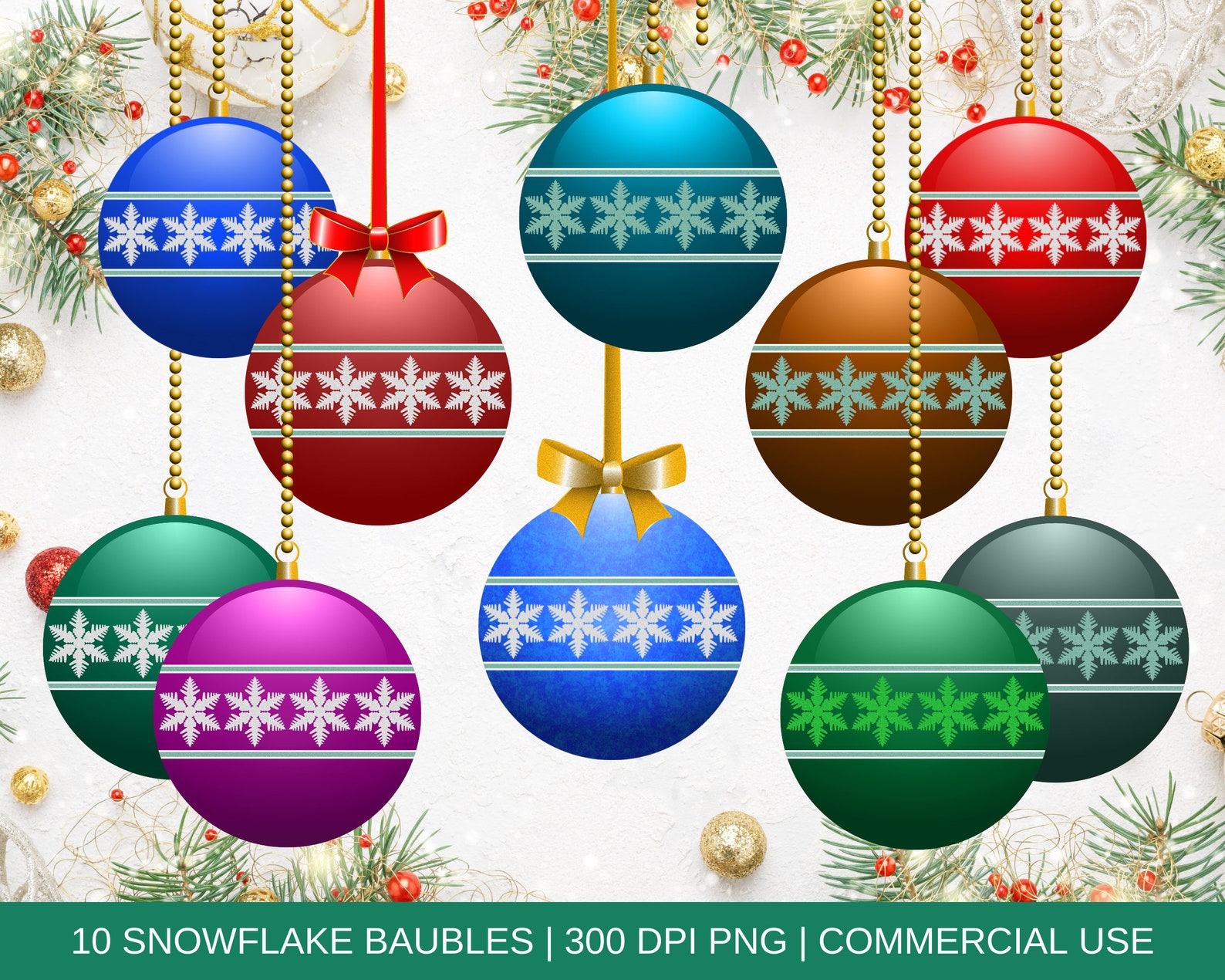 Christmas Bauble Clipart, Christmas Graphics, Snowflake Bauble Clipart ...