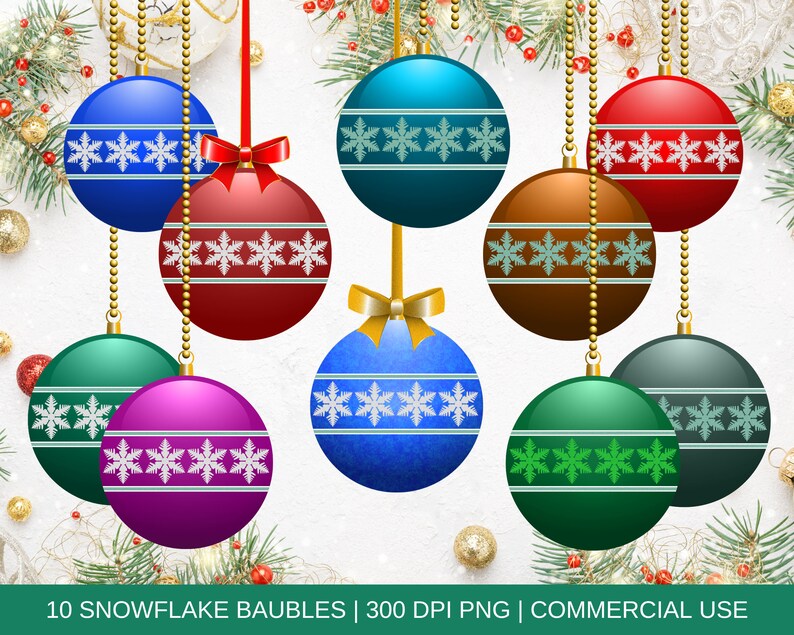 Christmas Bauble Clipart, Christmas Graphics, Snowflake Bauble Clipart ...