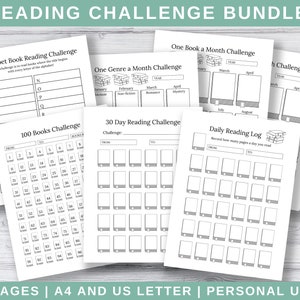Printable Reading Challenges, US Letter, A4, Reading Tracker, 100 Books ...
