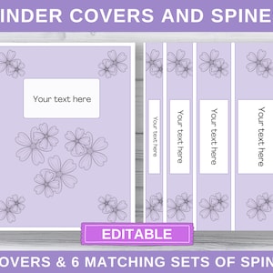 Floral Binder Covers and Spines, Editable in Canva, Printable Binder ...
