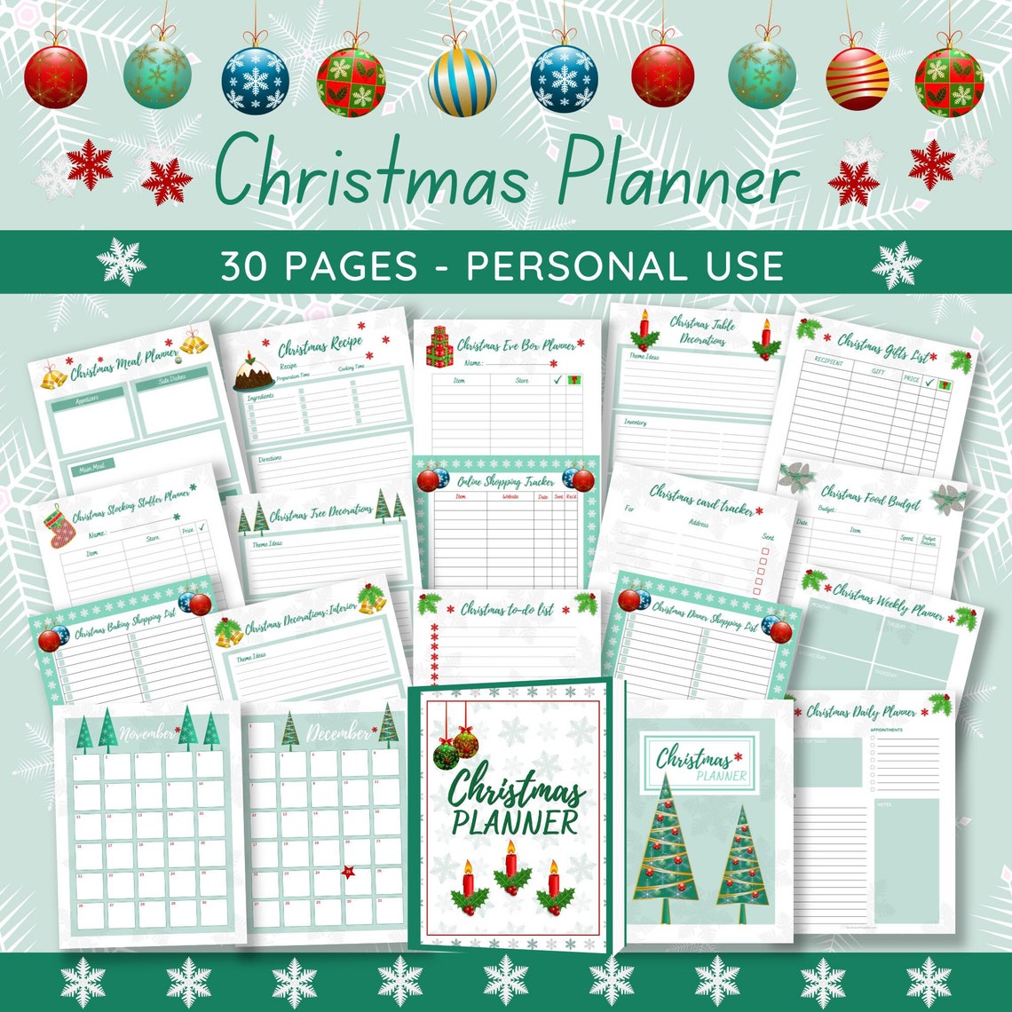 Christmas Planner Printable Holiday Planner Downloadable - Etsy