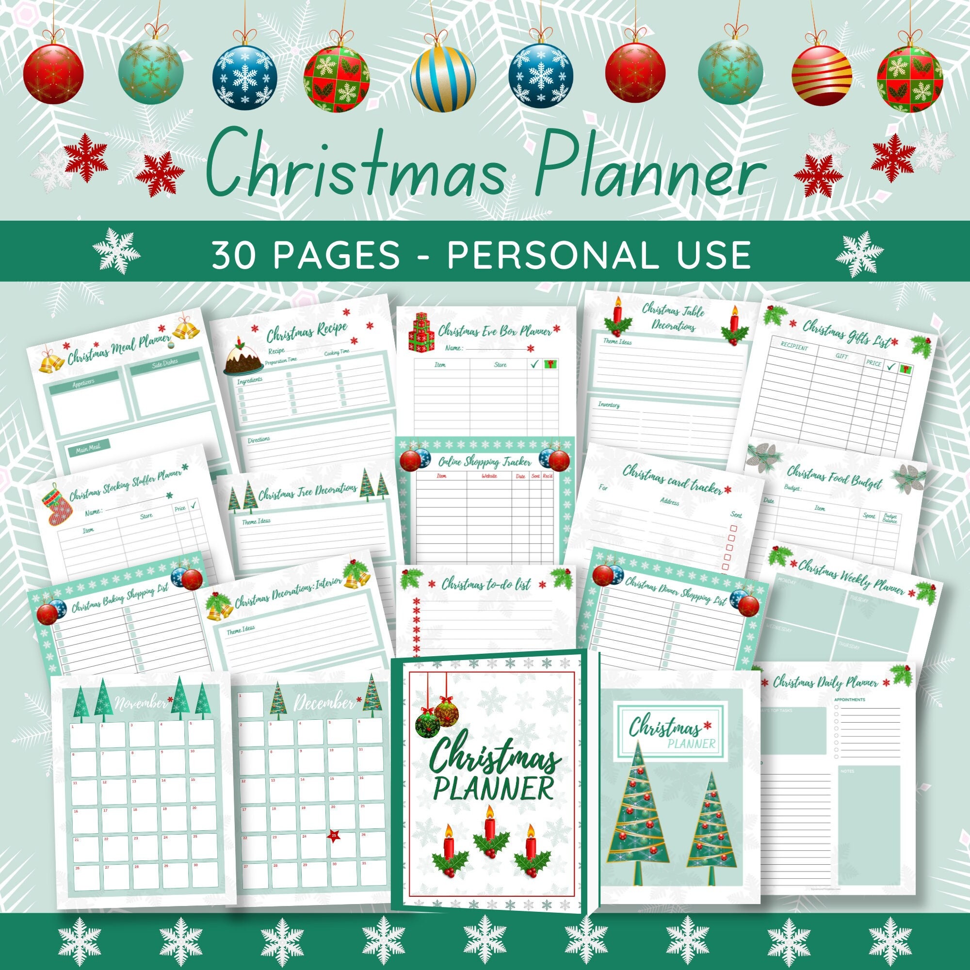 Christmas Planner Printable Holiday Planner Downloadable - Etsy