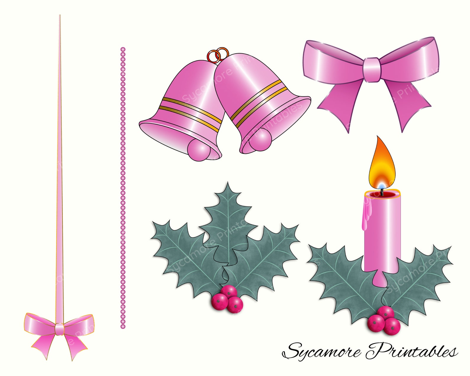 Pink Christmas Clip Art Christmas Graphics Commercial Use - Etsy