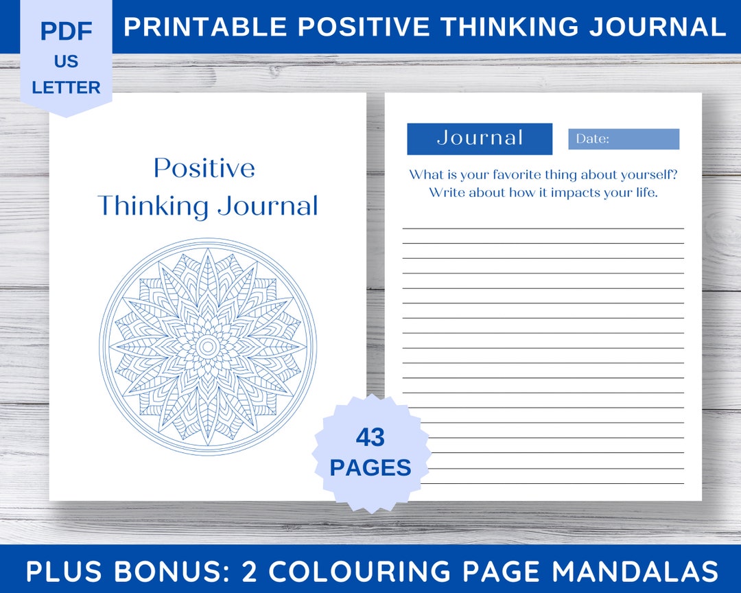 Positive Thinking Journal, Printable Positive Mindset Journal, Guided ...