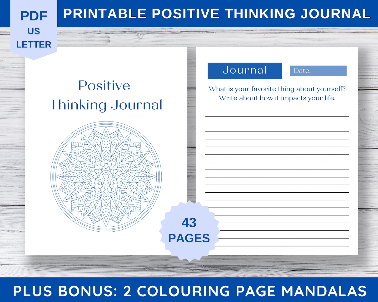 Positive Thinking Journal, Printable Positive Mindset Journal, Guided ...