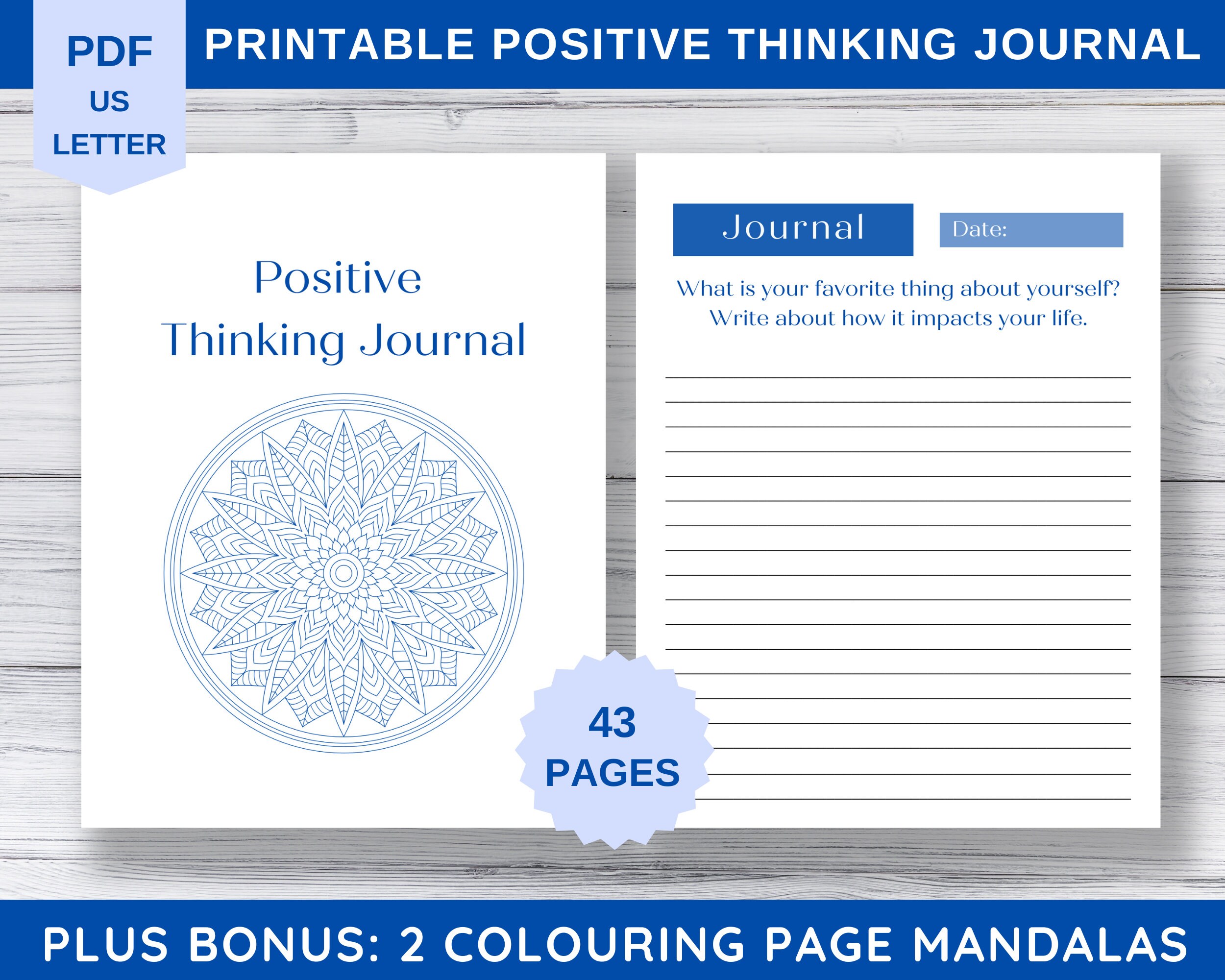 Positive Thinking Journal, Printable Positive Mindset Journal, Guided ...