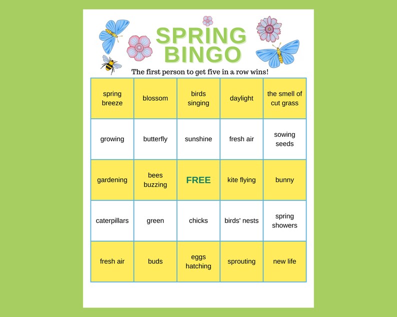 Spring Bingo, Printable Bingo, 25 Different Bingo Cards, Includes ...