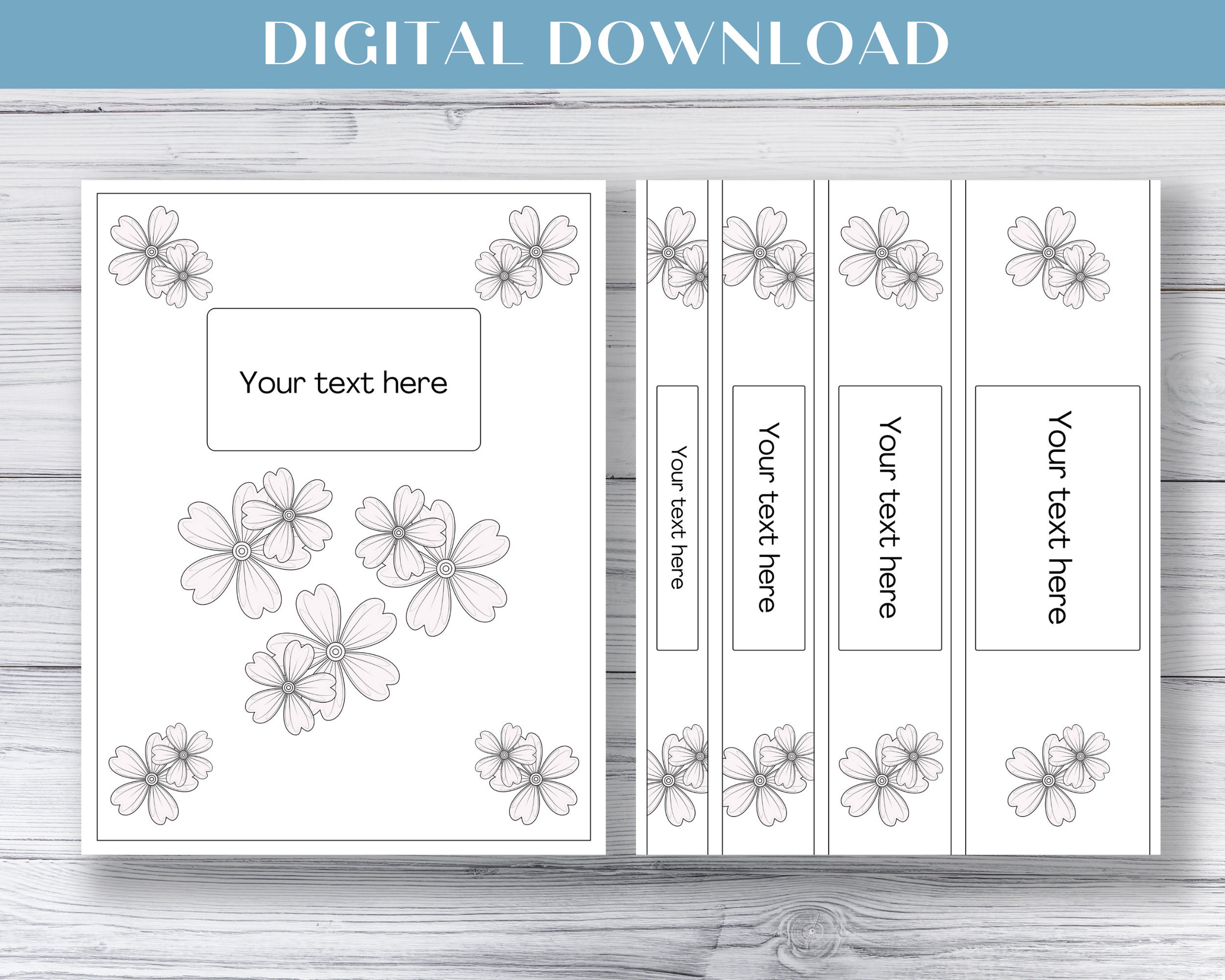 Floral Binder Covers and Spines, Editable in Canva, Printable Binder ...