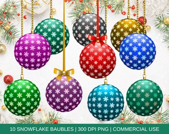 Christmas Baubles Clipart, Christmas Graphics, Snowflake Clipart ...