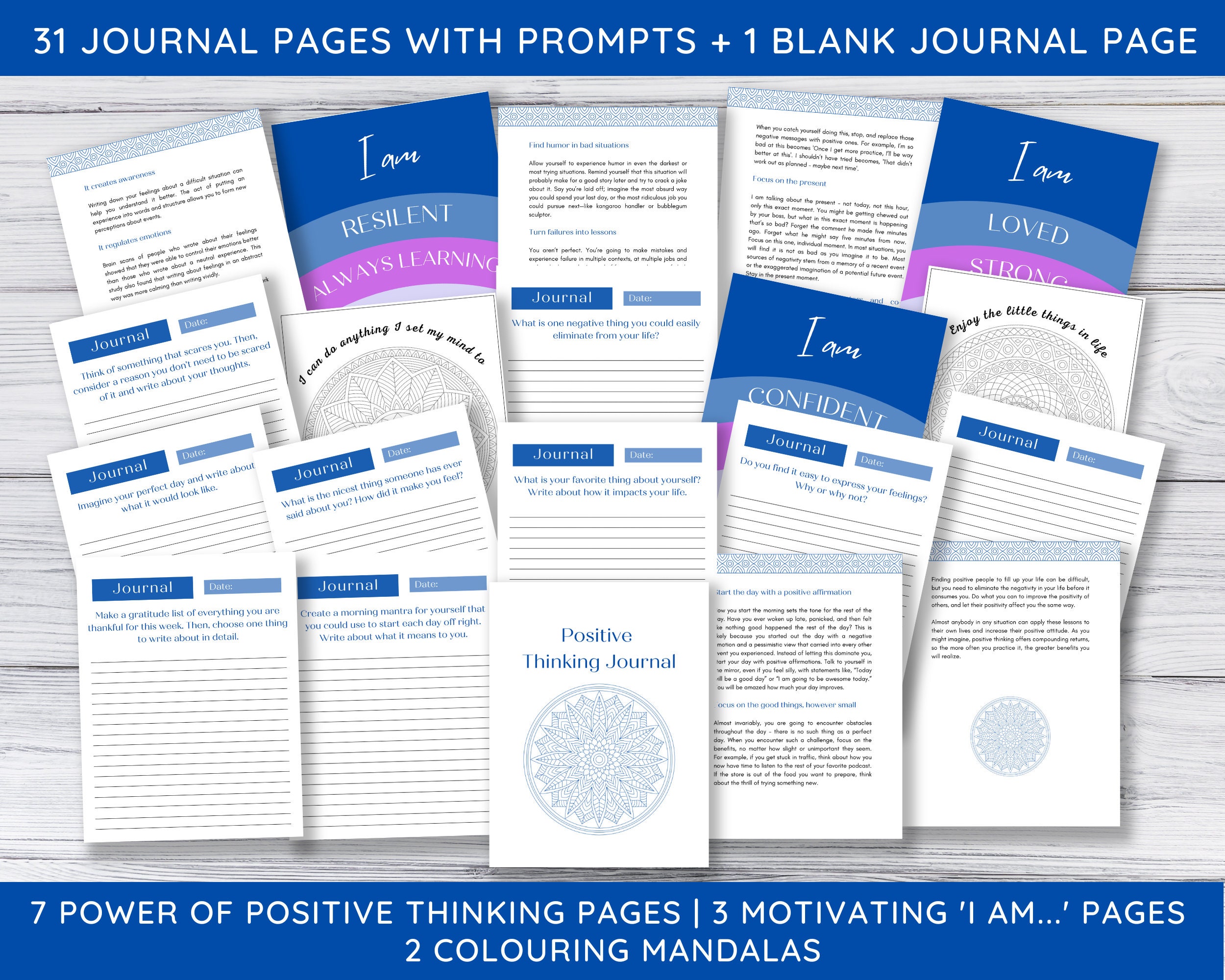 Positive Thinking Journal, Printable Positive Mindset Journal, Guided ...