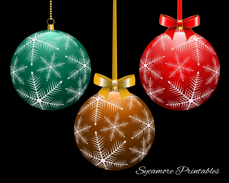 Christmas Baubles Clipart, Christmas Graphics, Snowflake Clipart ...