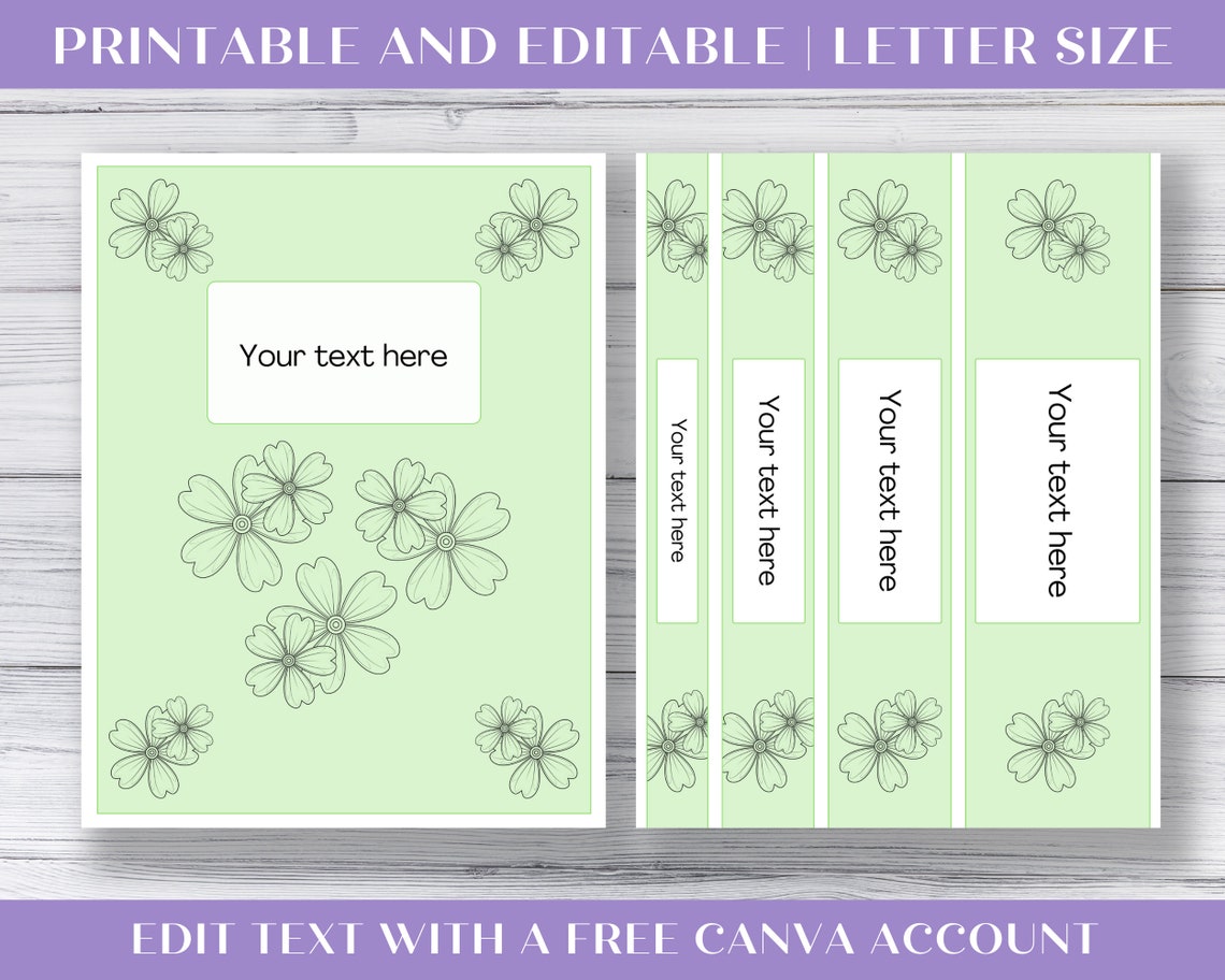 Floral Binder Covers and Spines, Editable in Canva, Printable Binder ...