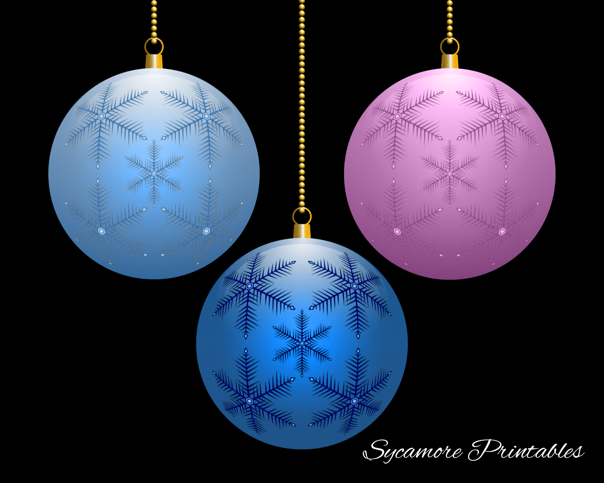 Christmas Baubles Clipart, Christmas Graphics, Snowflake Clipart ...