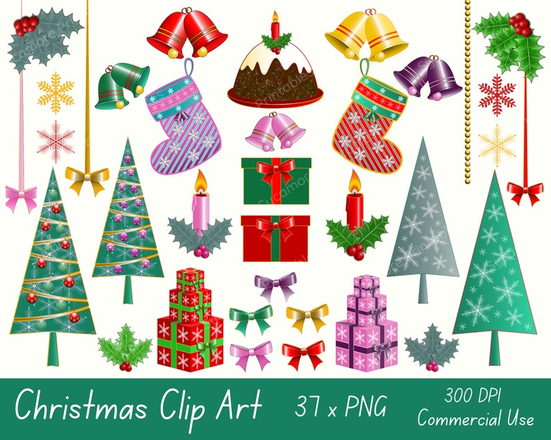 Christmas Clip Art Christmas Graphics Commercial Use - Etsy
