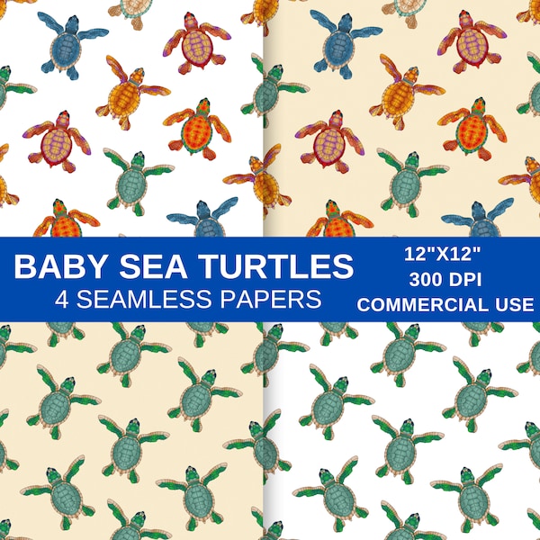 Turtle Digital Paper - Etsy