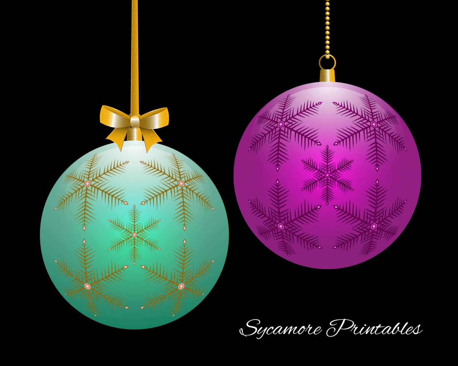 Christmas Baubles Clipart, Christmas Graphics, Snowflake Clipart ...