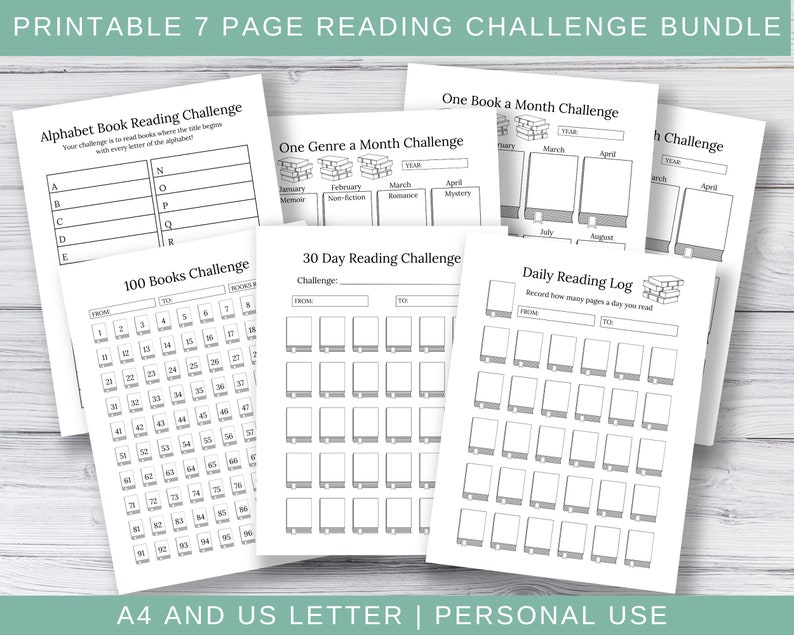 Printable Reading Challenges US Letter A4 Reading Tracker - Etsy UK