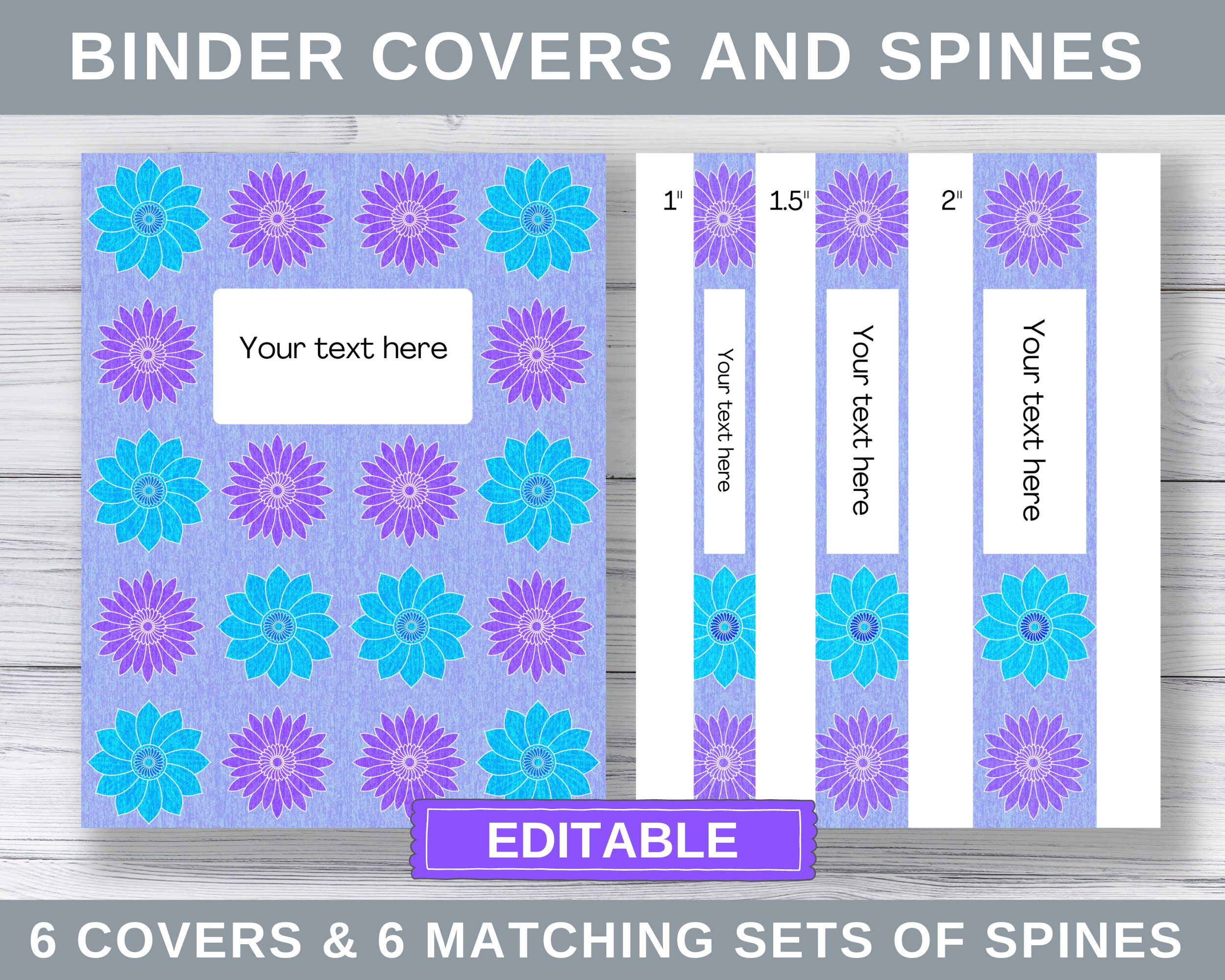 Editable Binder Cover Templates Purple