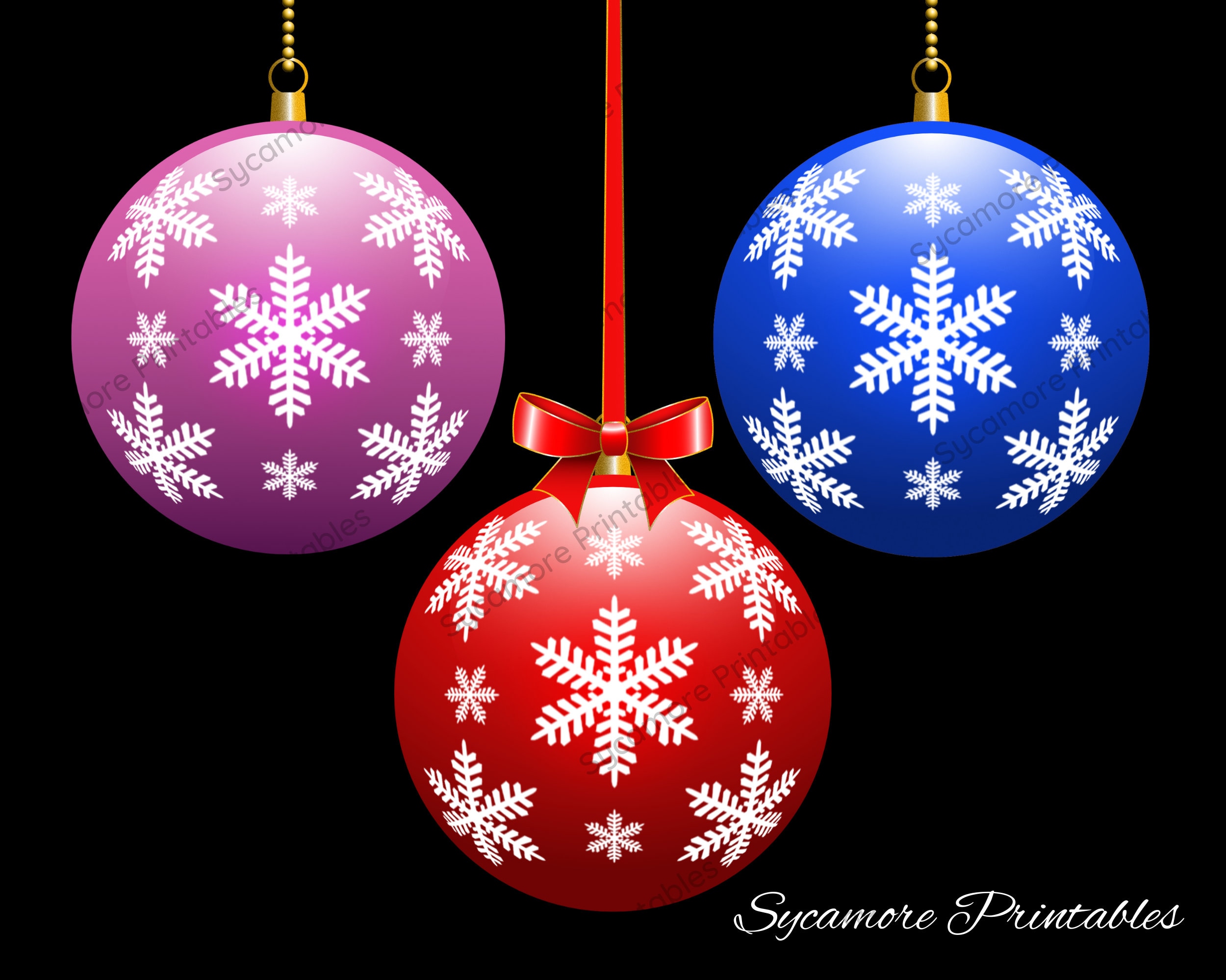 Christmas Baubles Clipart, Christmas Graphics, Snowflake Clipart ...