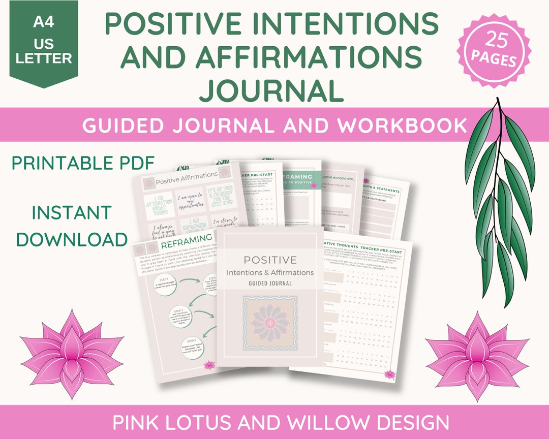 Printable Affirmations Guided Journal, Positive Intentions and ...