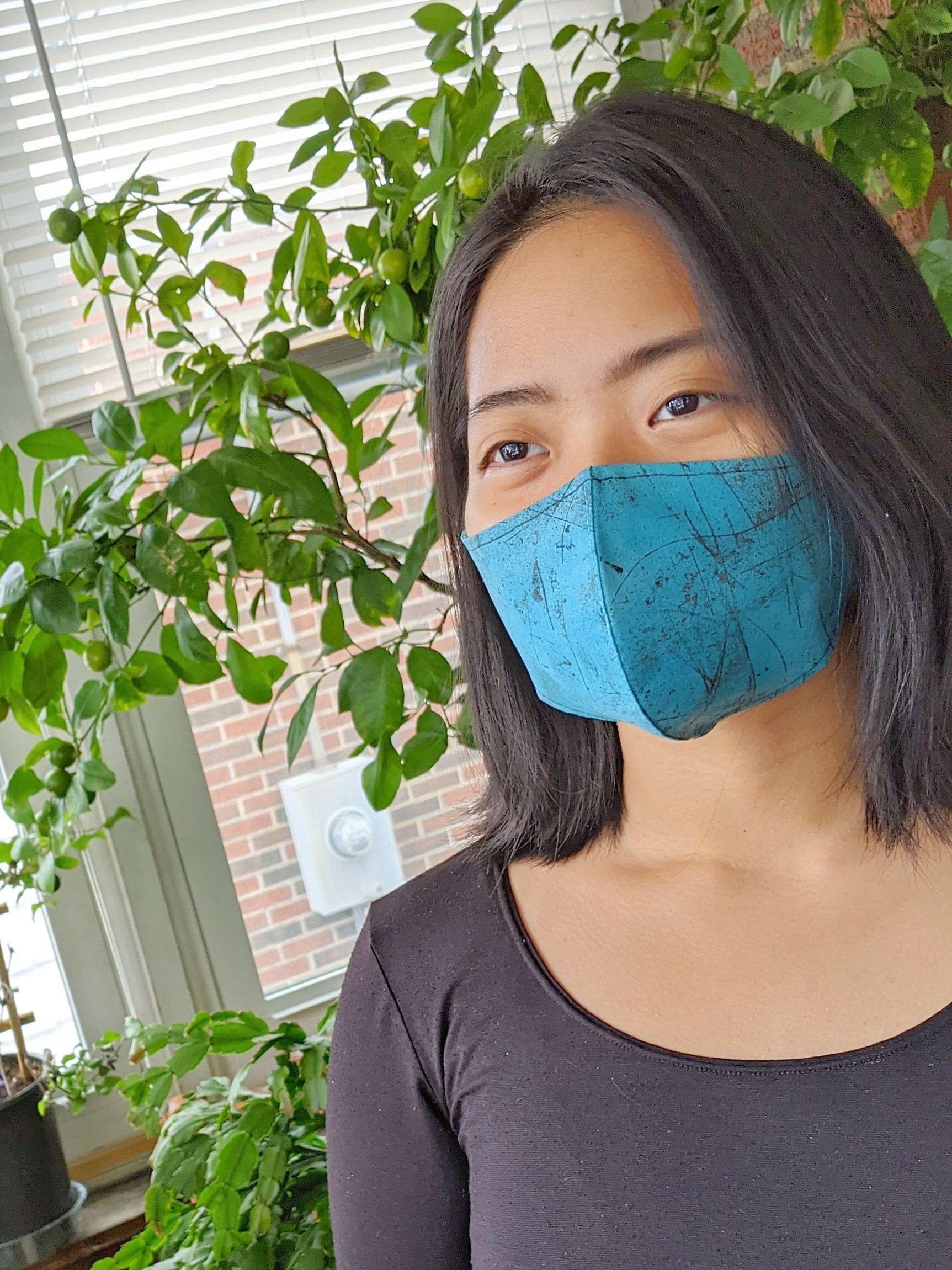 Blue Cotton Face Mask - Etsy
