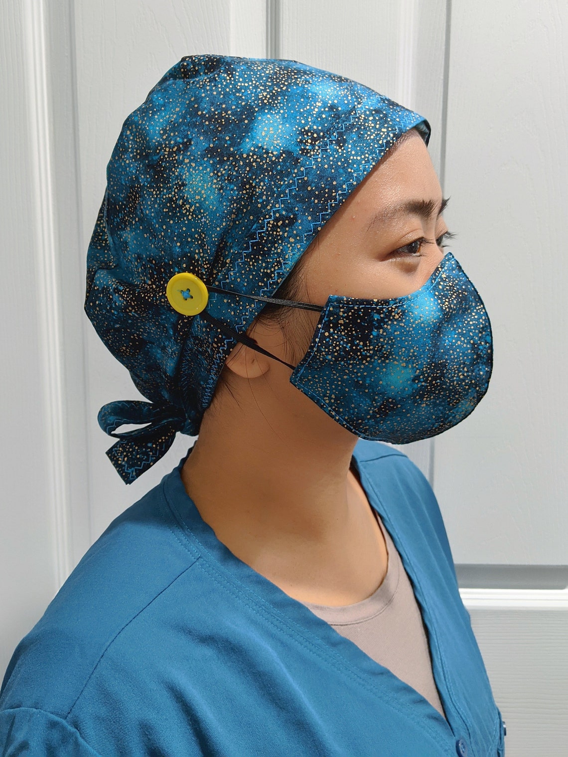 Blue Cotton Face Mask - Etsy