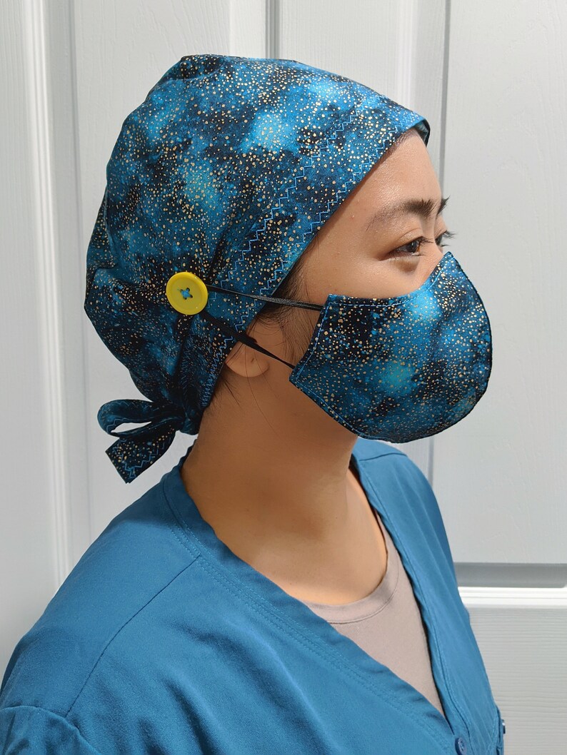 Blue Cotton Face Mask - Etsy