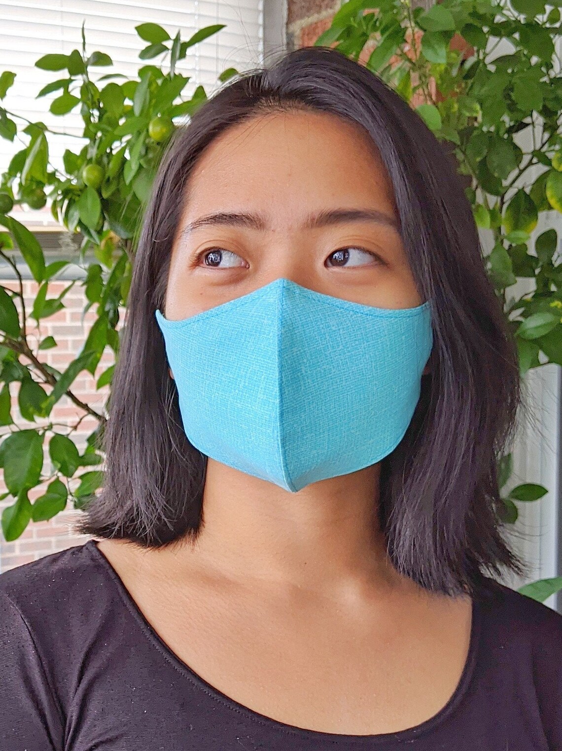Blue Cotton Face Mask - Etsy