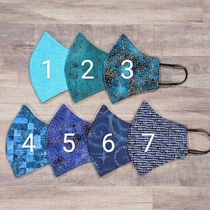 Blue Cotton Face Mask - Etsy