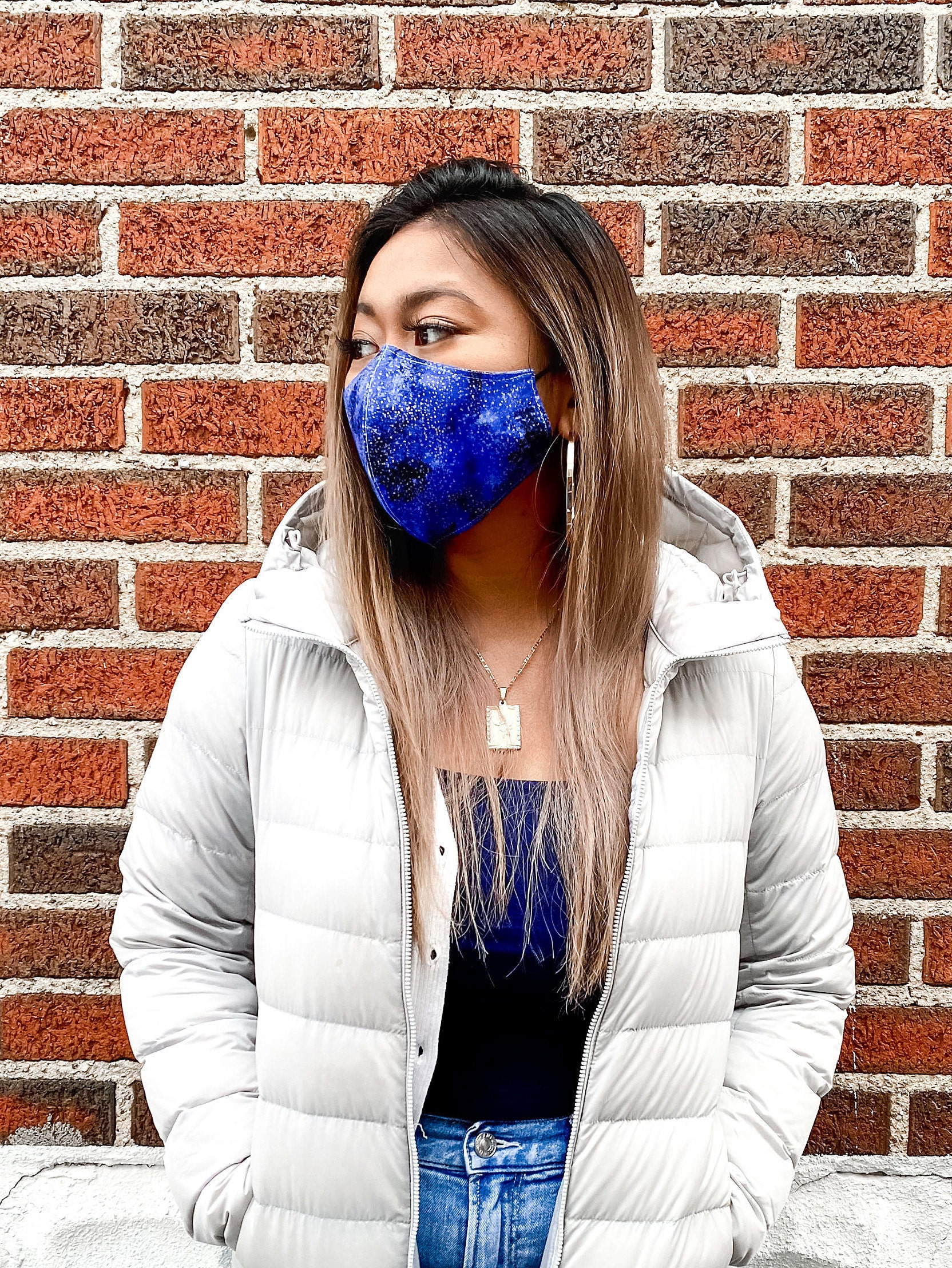 Blue Cotton Face Mask - Etsy