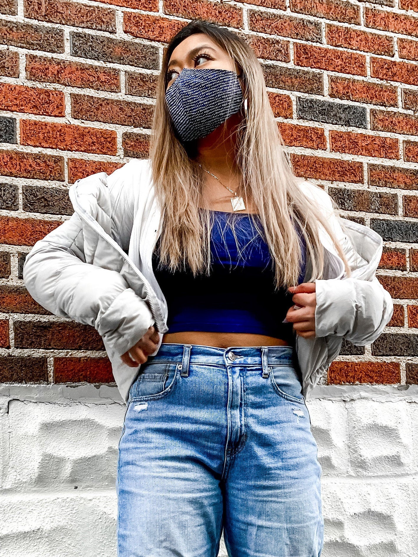 Blue Cotton Face Mask - Etsy