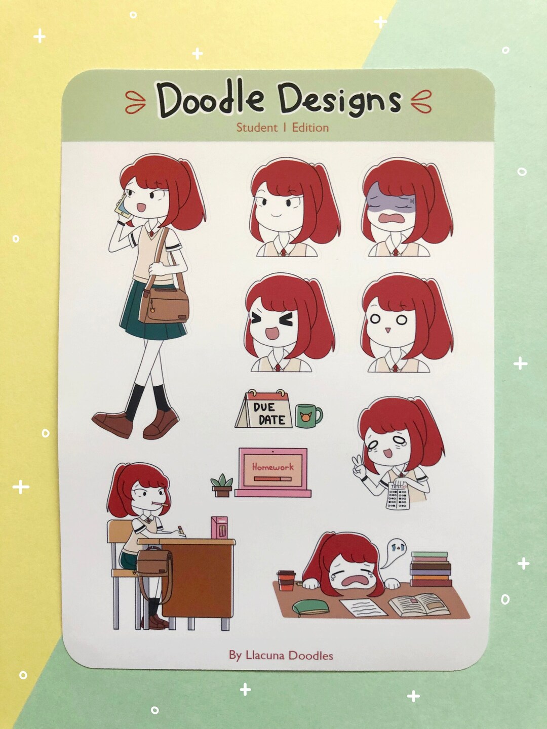 Student Sticker Sheet | Cute Character Stickers | Journal Sticker Sheet ...