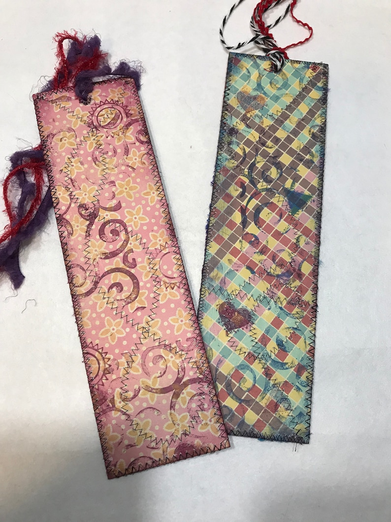 Bookmark Pair: Crazy Quilt Inspired Set of 2 Bookmarks With Tassels ...