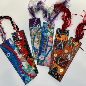 Bookmark Pair: Crazy Quilt Inspired Set of 2 Bookmarks With Tassels ...