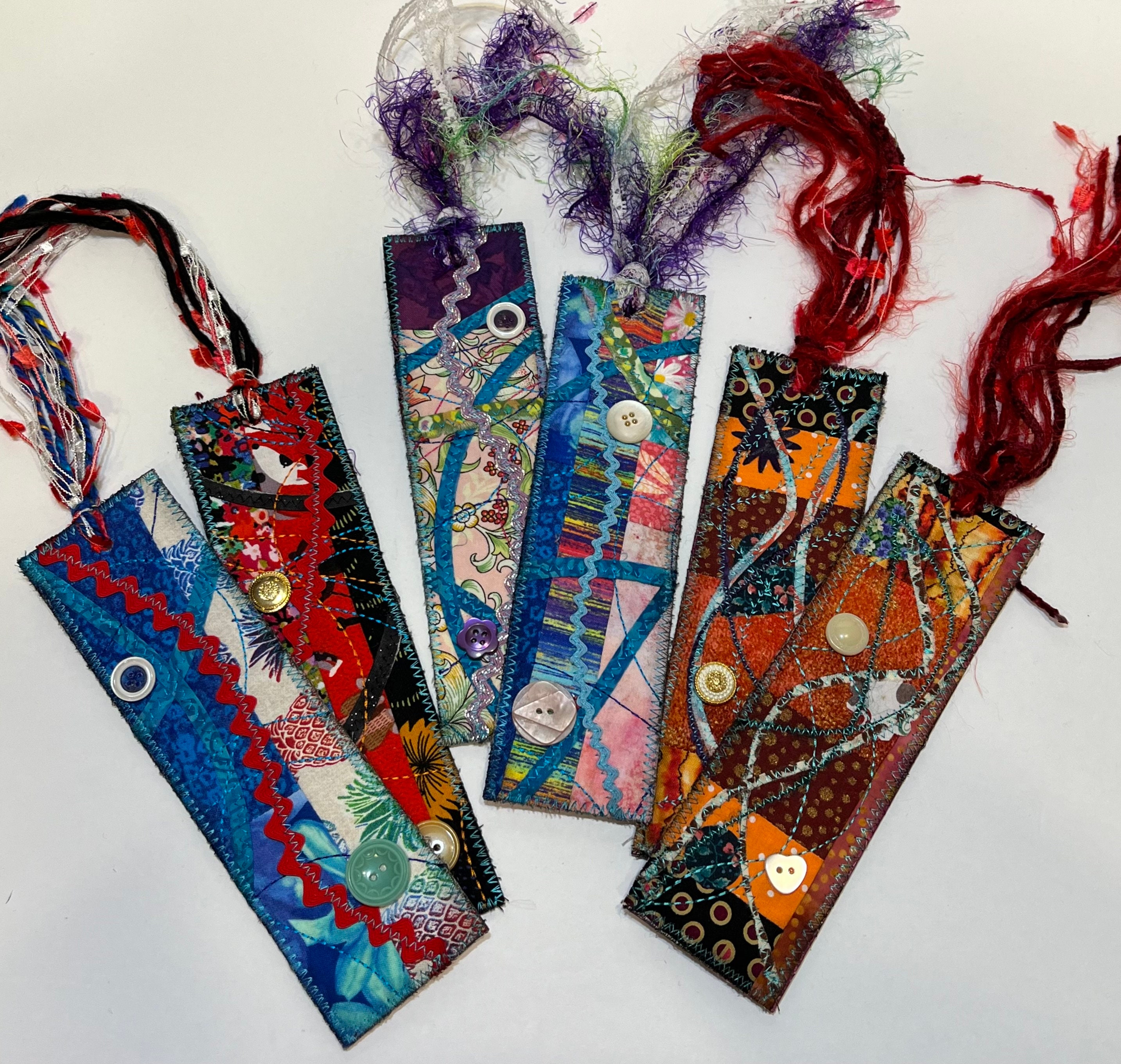 Bookmark Pair: Crazy Quilt Inspired Set of 2 Bookmarks With Tassels ...