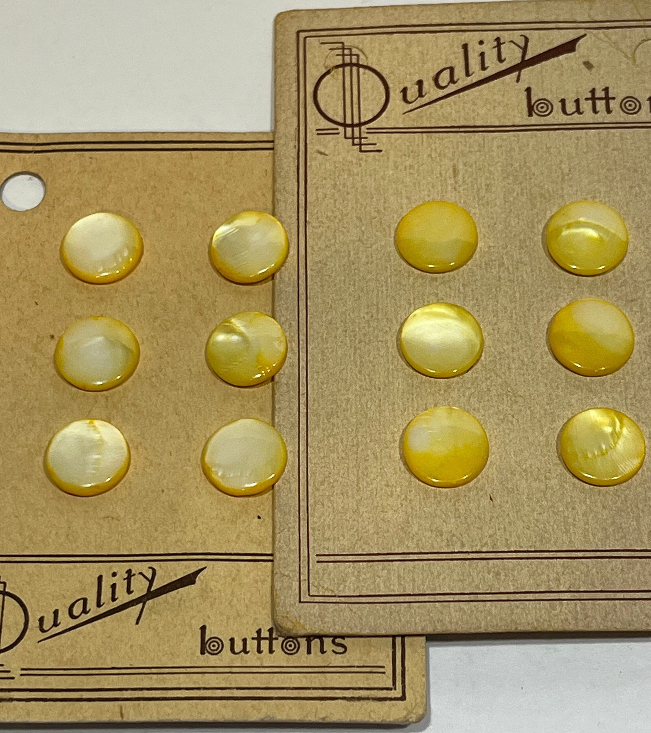 Vintage 40's Buttons: Yellow Glass Buttons 2 Packs = 12 Buttons, From ...