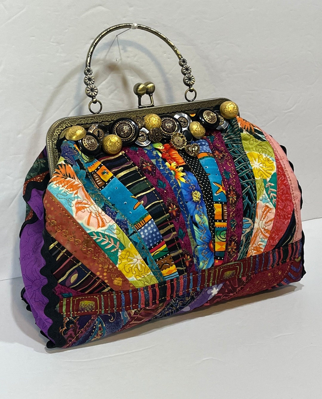 Scrappy Handbag: Crazy Quilt Inspired & Button Embellished Purse ...