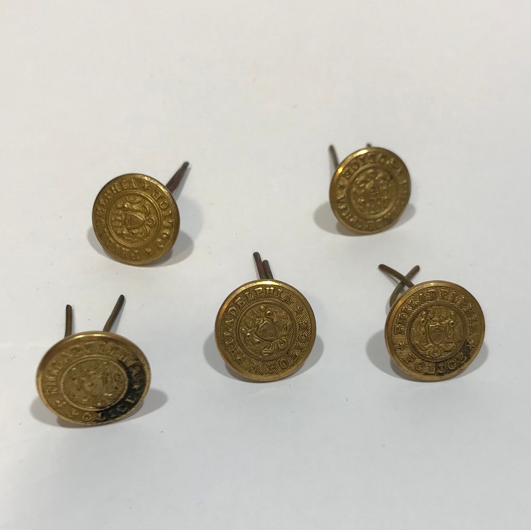 Vintage "philadelphia Police" Buttons, Collection of 5 Brass Removable ...