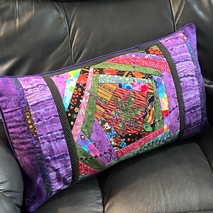Embroidered Pillow Décor: Crazy Quilt Inspired, Rosette Pieced Fabric ...