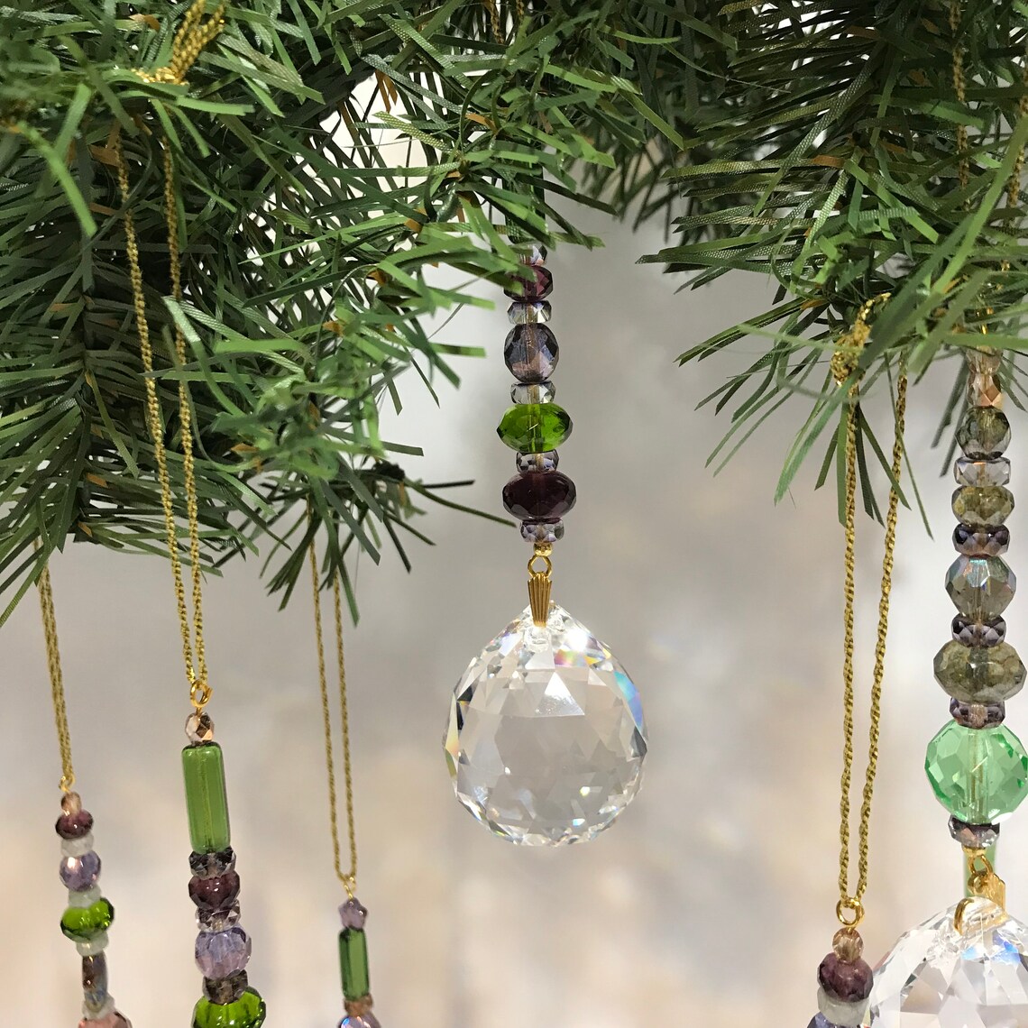 3 Crystal Christmas Ornaments: Set of Three Beaded Drops With - Etsy