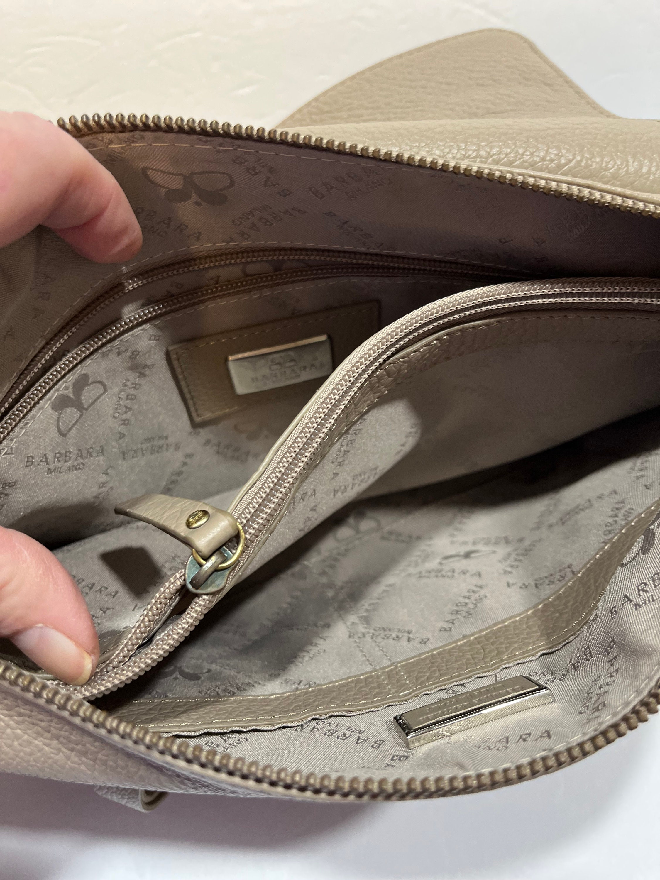 Vintage 'barbara Milano' Handbag: Italy 1990's Era, Beige Taupe Fine ...