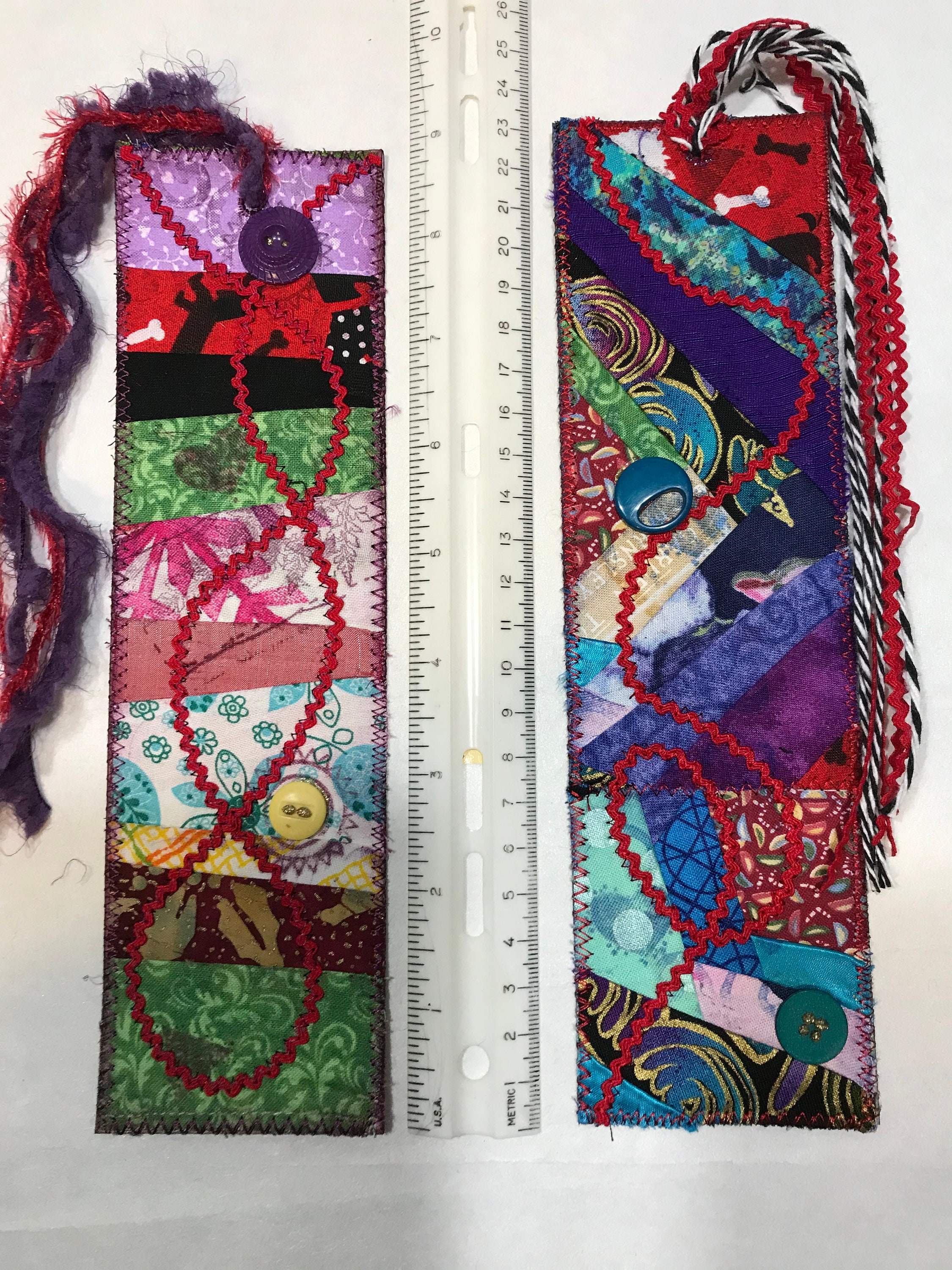 Bookmark Pair: Crazy Quilt Inspired Set of 2 Bookmarks With Tassels ...