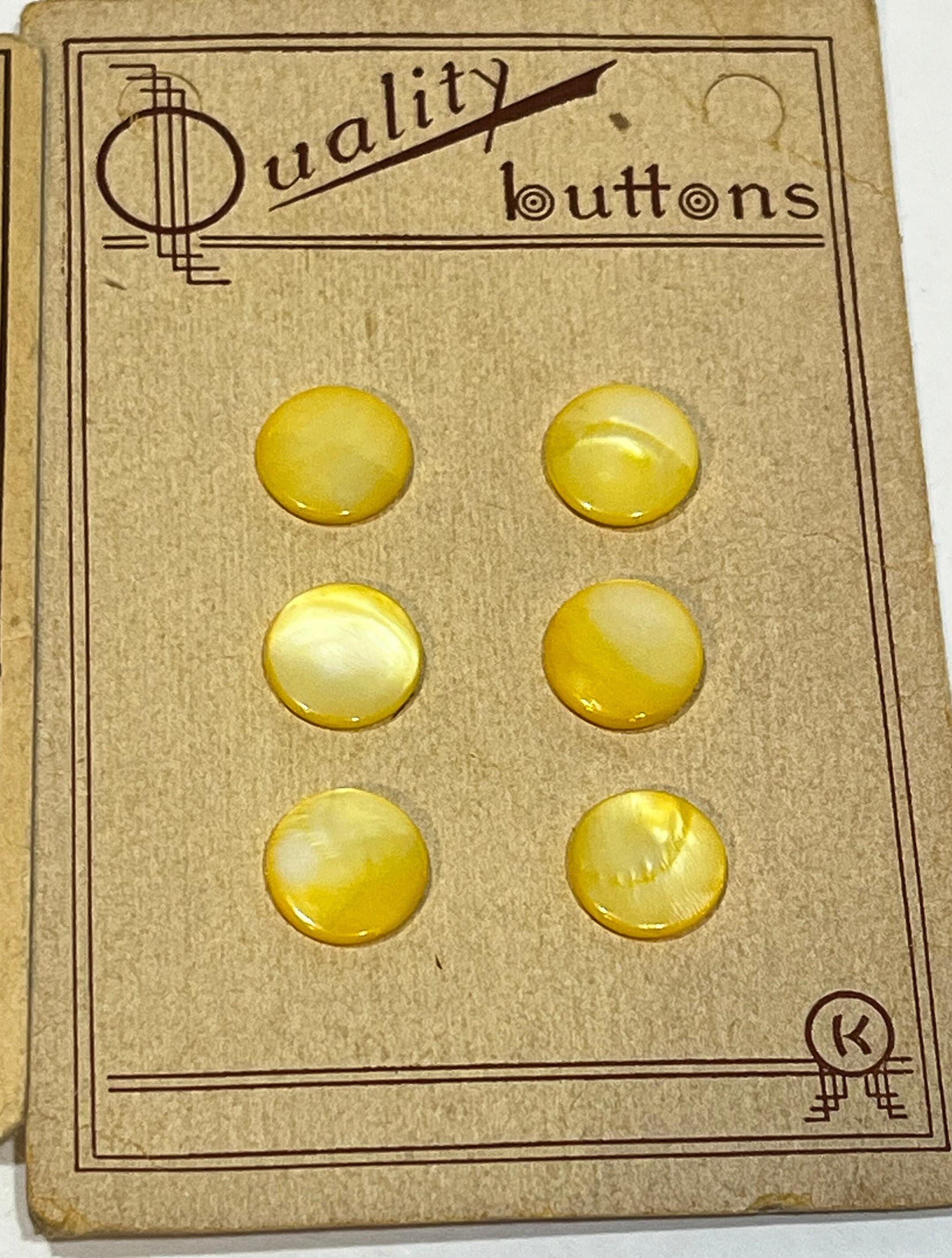 Vintage 40's Buttons: Yellow Glass Buttons 2 Packs 12 Buttons, From ...